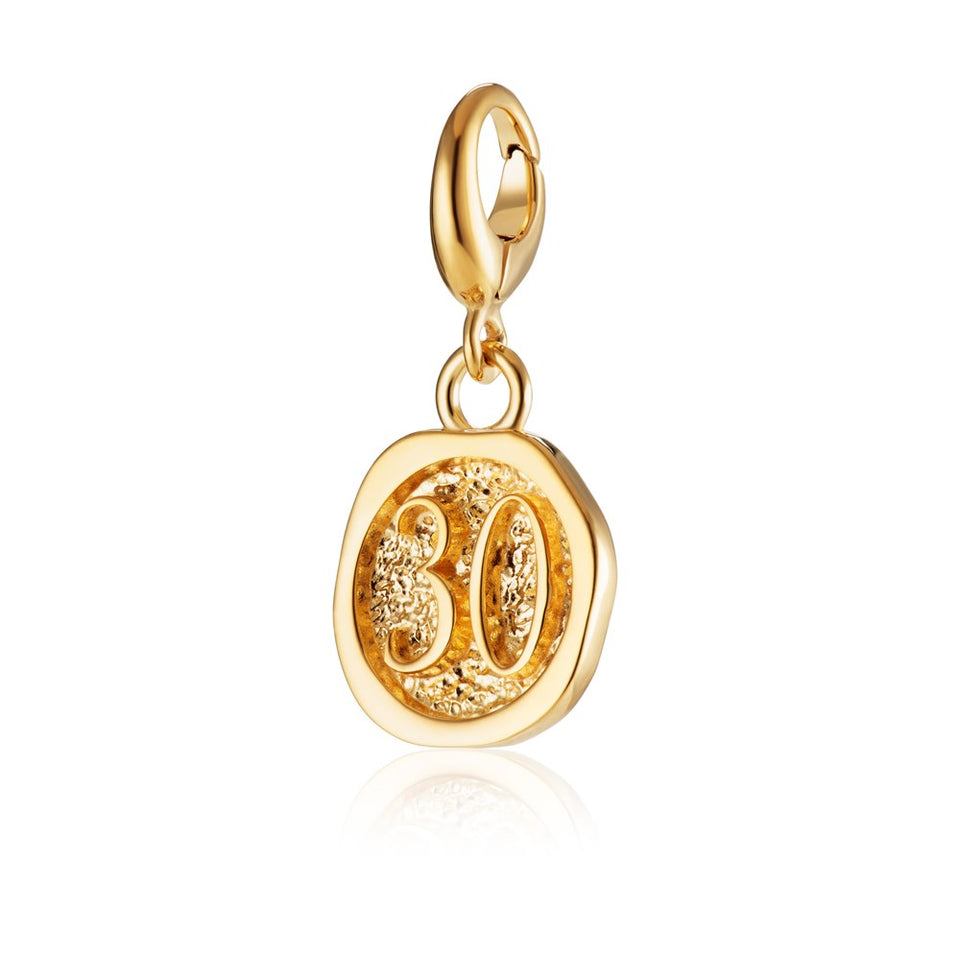 Gold 30th Birthday Charm | Birthday Jewellery Gift – Lily Charmed