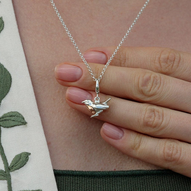 Silver & Rose Gold Robin Charm | Lily Charmed