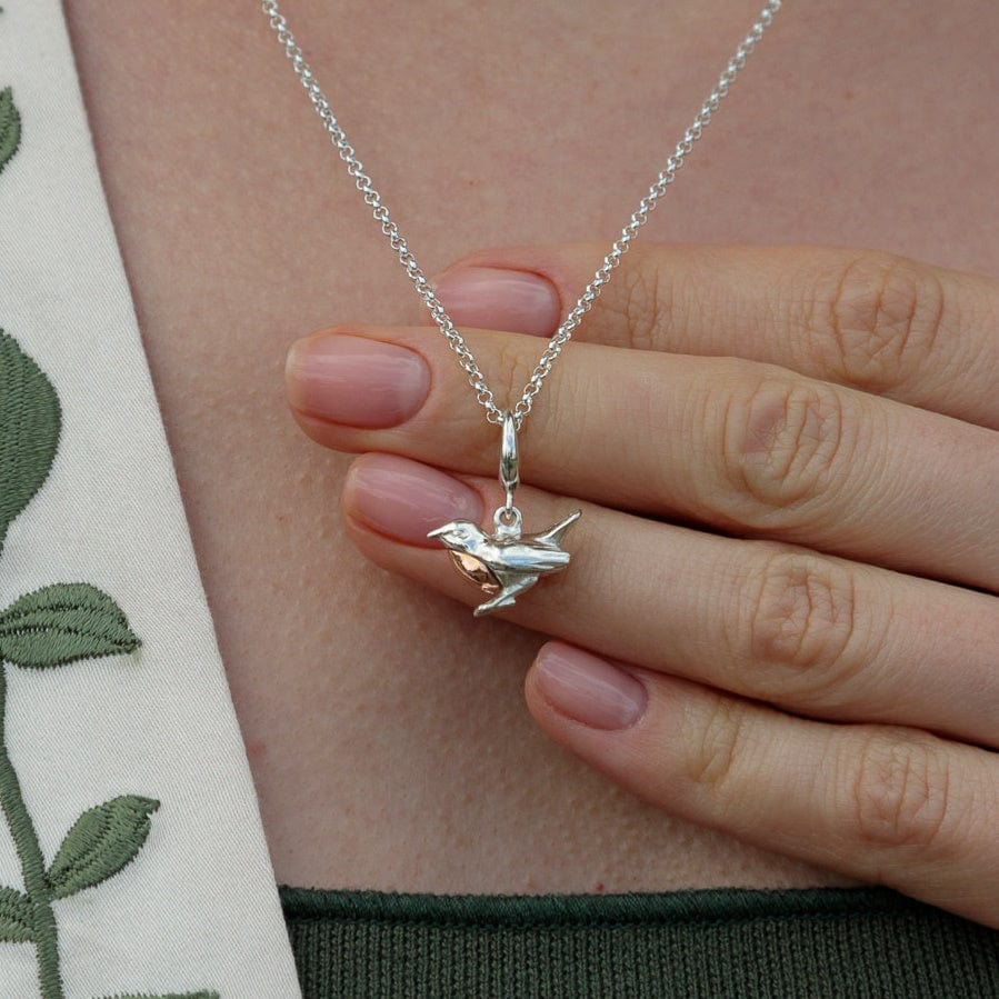 Silver & Rose Gold Robin Charm | Lily Charmed