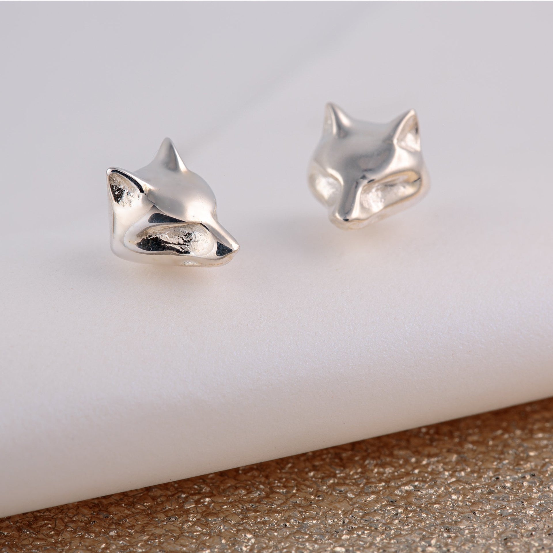 Sterling Silver Fox Earrings Two Tone Silver Fox Earrings Handmade ...